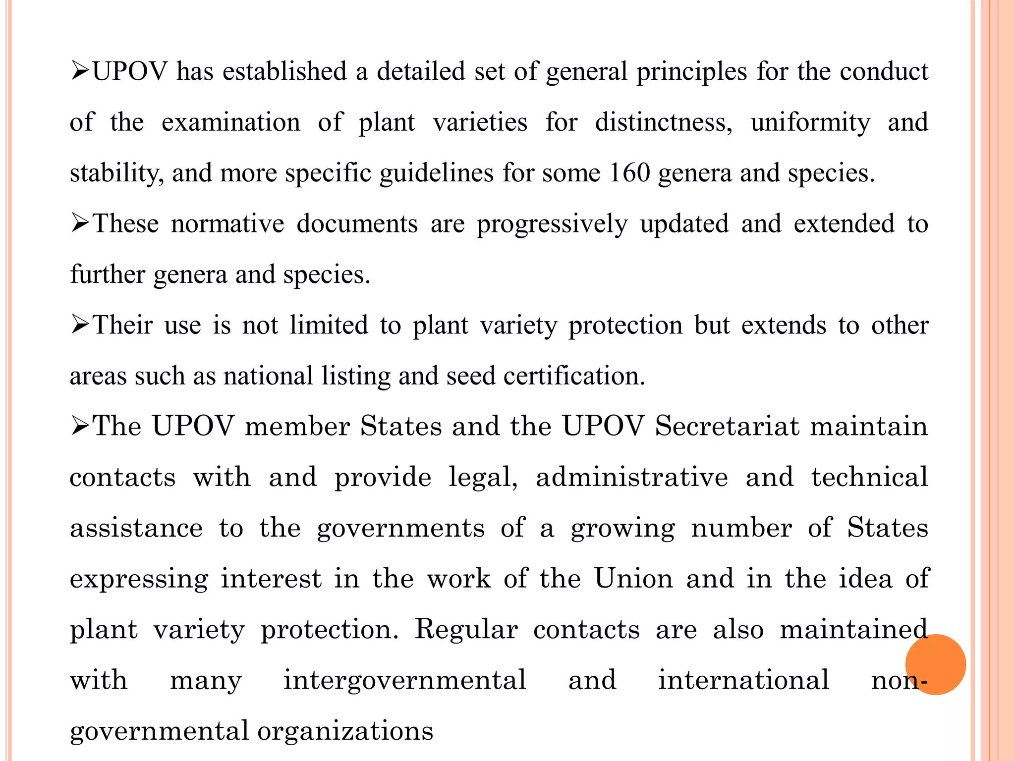 UPOV The International Union for the Protection of New Varieties of ...
