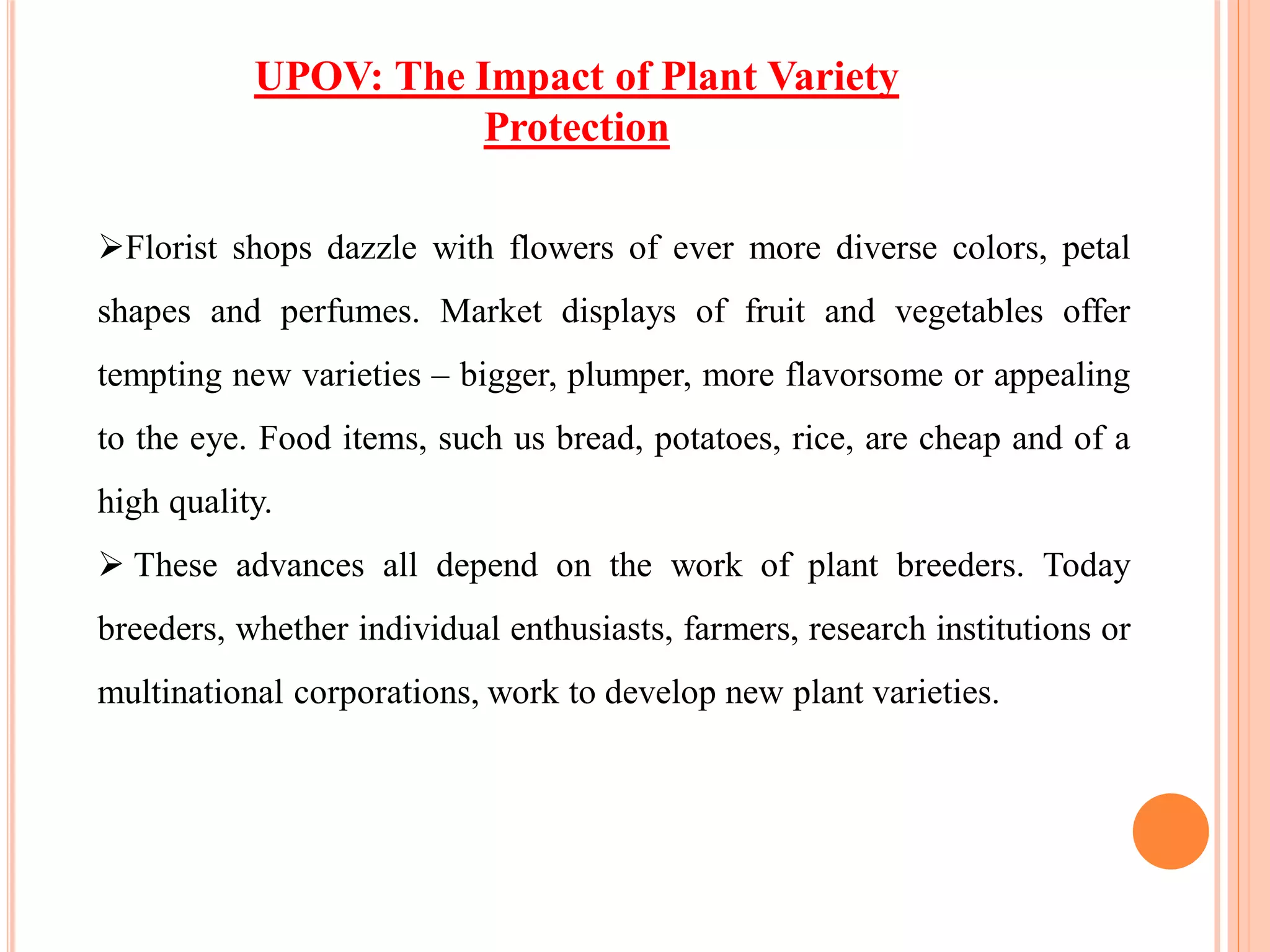 UPOV The International Union for the Protection of New Varieties of ...