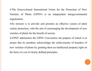UPOV The International Union for the Protection of New Varieties of ...