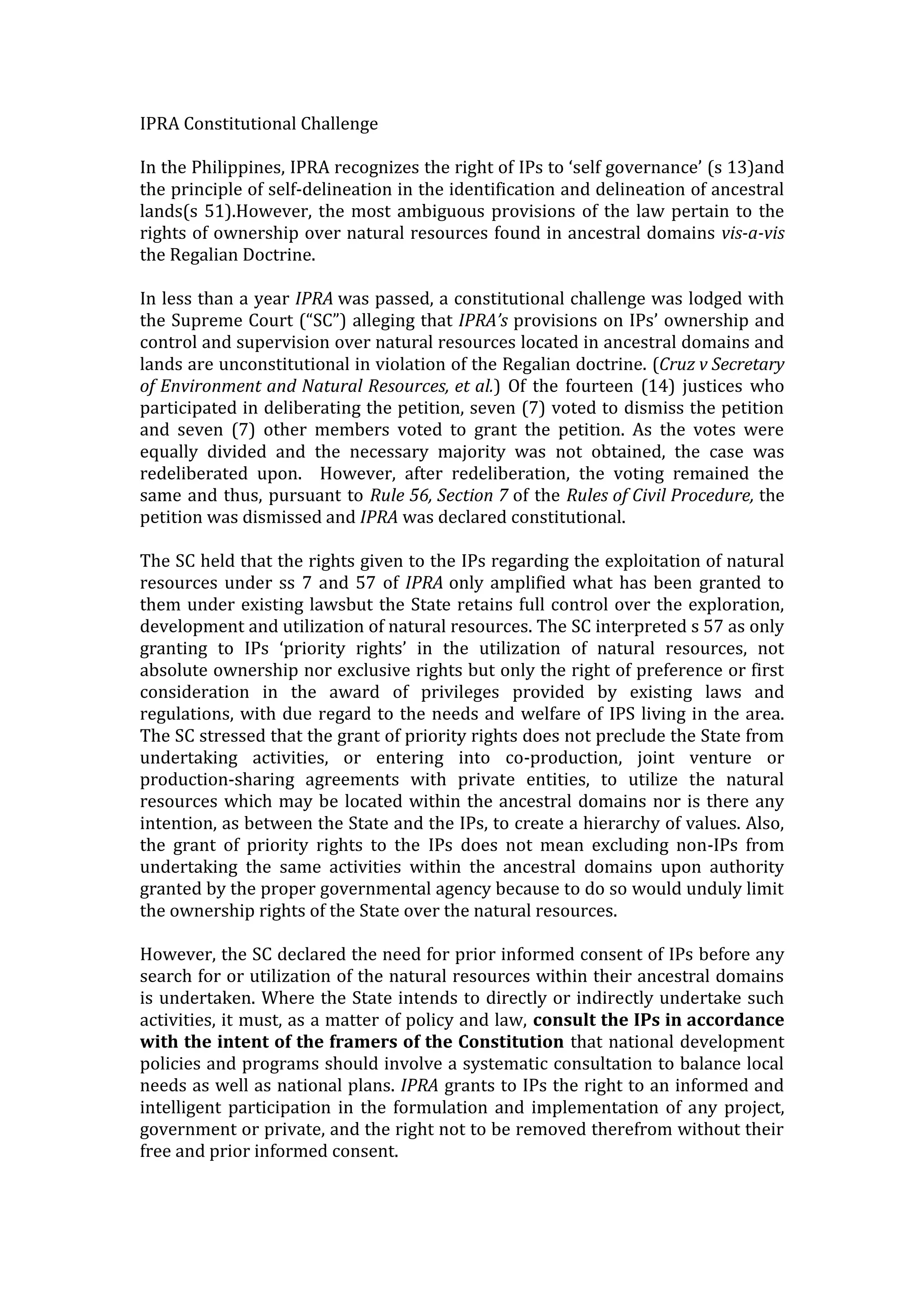 The Indigenous Peoples Rights Act of 1997: Does it Give IPs the Right ...