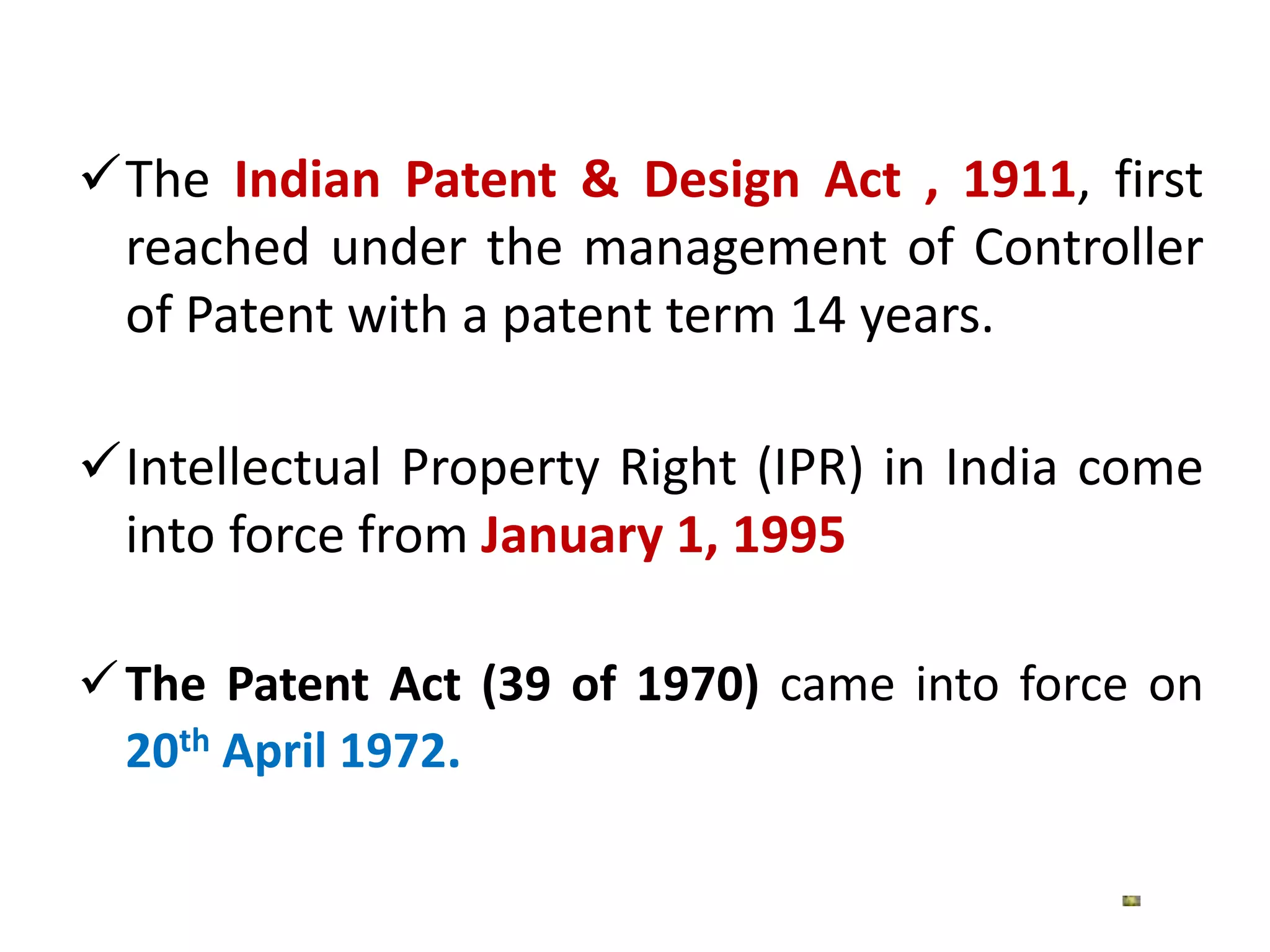 Historical perspective and need for the Intellectual Property Rights | PPTX