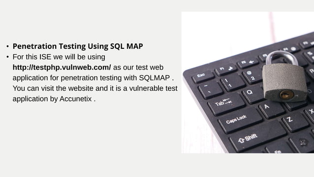 Web application penetration using SQLMAP. | PPTX | Web Development | Internet