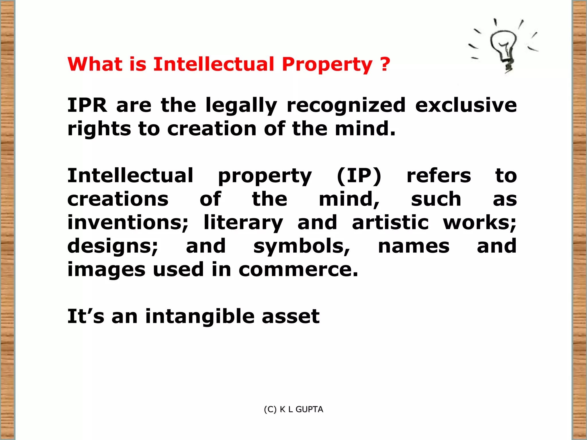 Intellectual Property Rights in India - An Overview | PPT