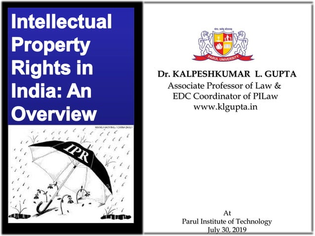 Intellectual Property Rights in India - An Overview | PPT