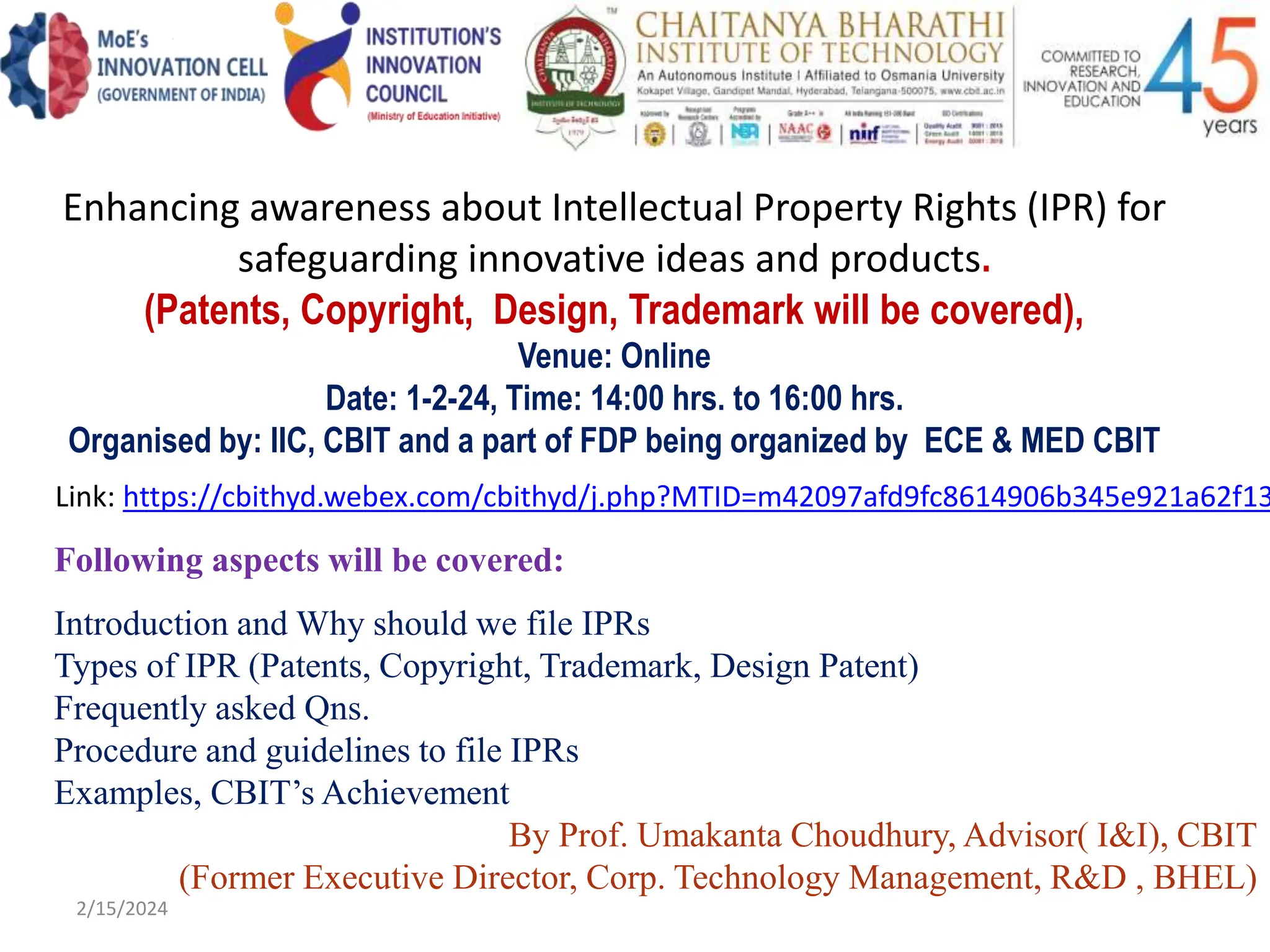 IPR Awareness for students and other researchers, scholors | PPT