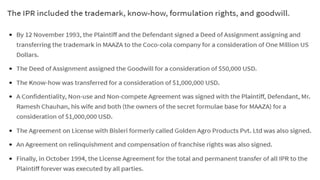 IPR CASE STUDY between COCA COLA vs BISLERI | PPTX