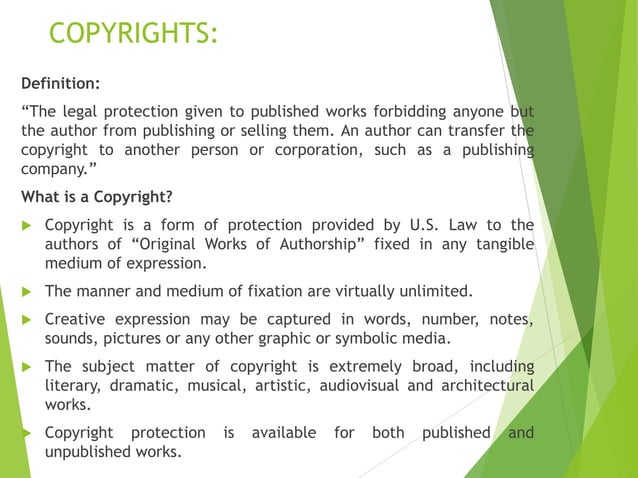 INTELLECTUAL PROPERTY RIGHTS TYPE Copyrights LAW.pptx