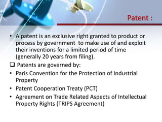IPR GATT WTO PARISCONVENTION TRIPS WIPO | PPTX