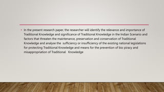 ipr with reference to traditional knowledge | PPTX