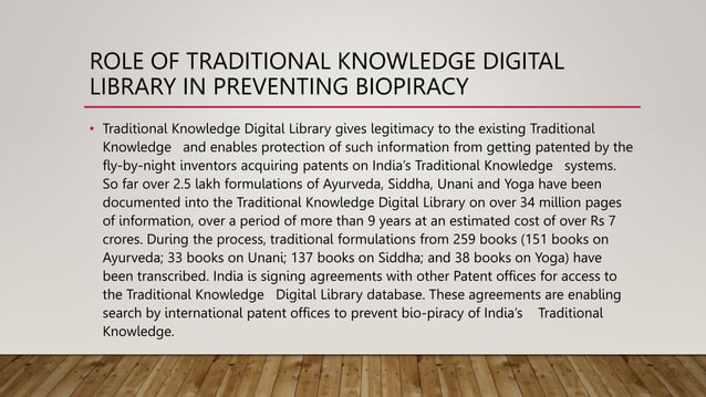 ipr with reference to traditional knowledge | PPTX | Law