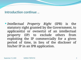 IPR Introduction , Definition scope objective | PPT