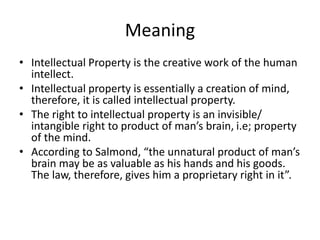 Intellectual property rights lecture.it contain general introduction ...