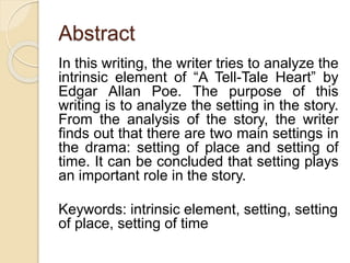 Intrinsic Elements Analysis: Setting in "A Tell-Tale Heart" by Edgar ...