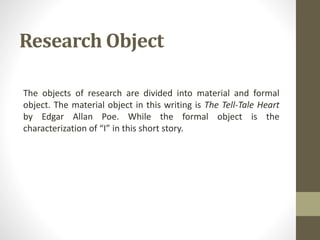 Characterization of "I" in The Tell-Tale Heart by Edgar Allan Poe | PPTX