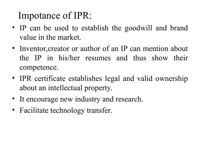 intellectual property rights formation advantages | PPT