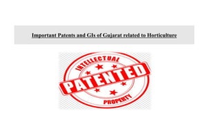 Patents and GIs of Gujarat related to Horticulture | PPT