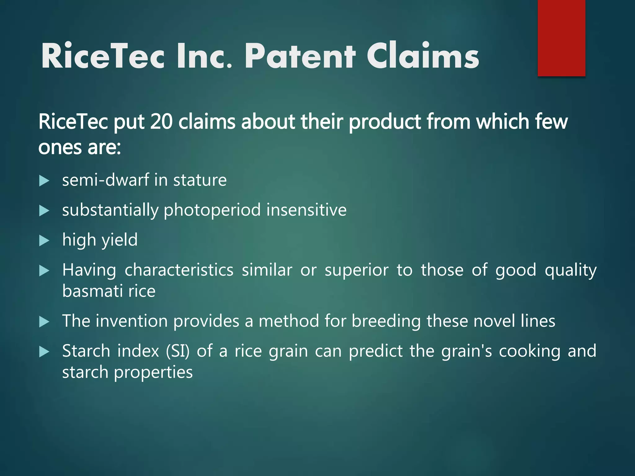 Case Study on Basamati Rice Patent Battle | PPTX