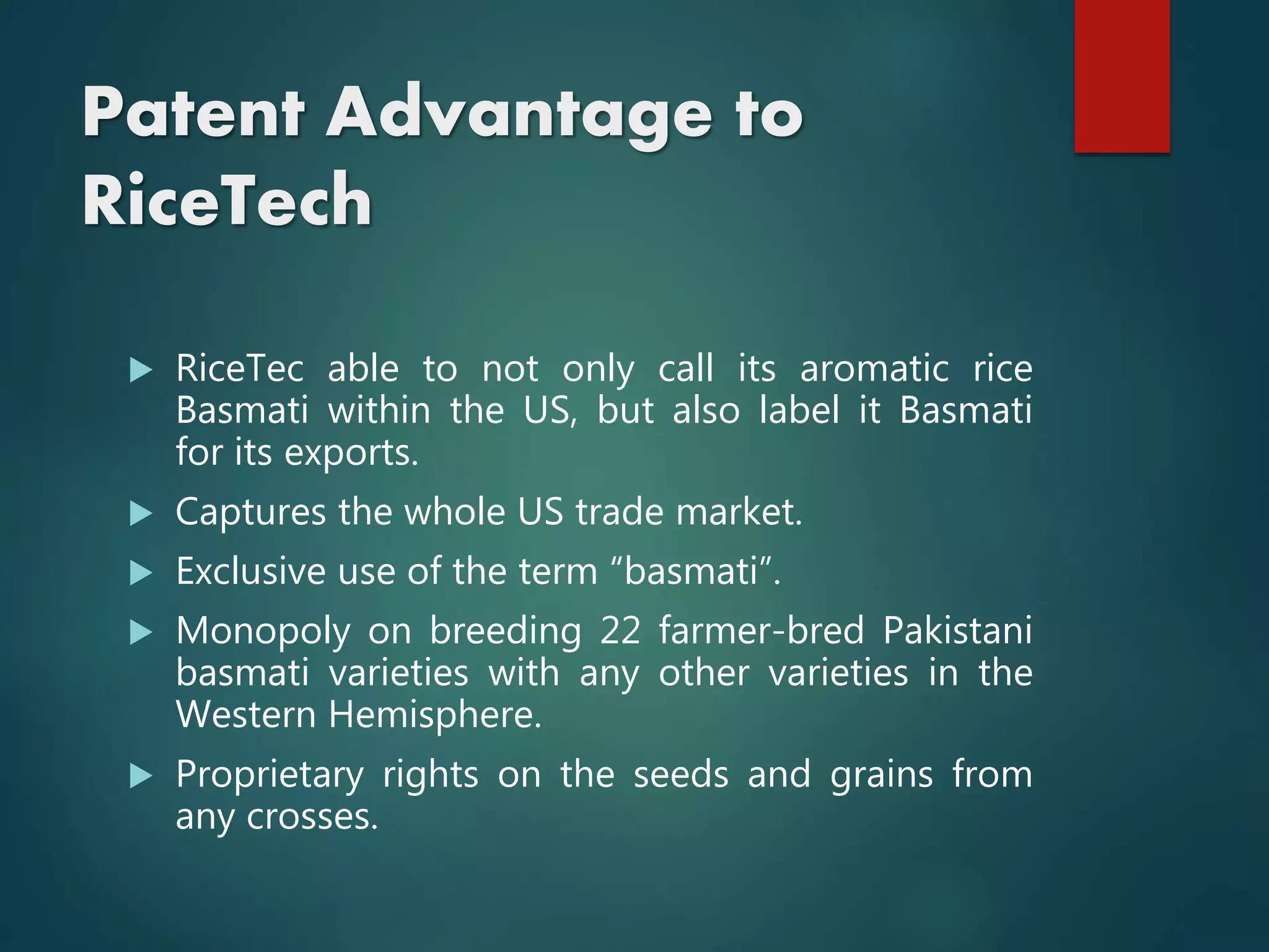 Case Study on Basamati Rice Patent Battle | PPTX