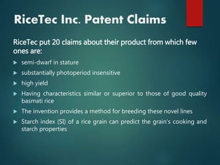Case Study on Basamati Rice Patent Battle | PPTX