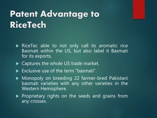 Case Study on Basamati Rice Patent Battle | PPTX