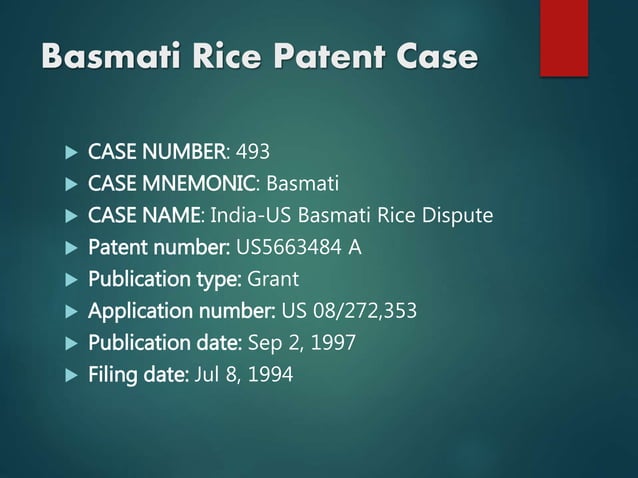 Case Study on Basamati Rice Patent Battle | PPTX | Agriculture | Industries