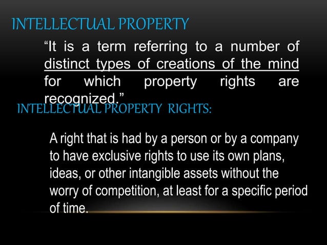 Intellectual Property Rights presentation | PPTX | Law