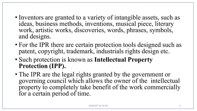 INTELLECTUAL PROPERTY RIGHTS (IPR) PPT | PPTX