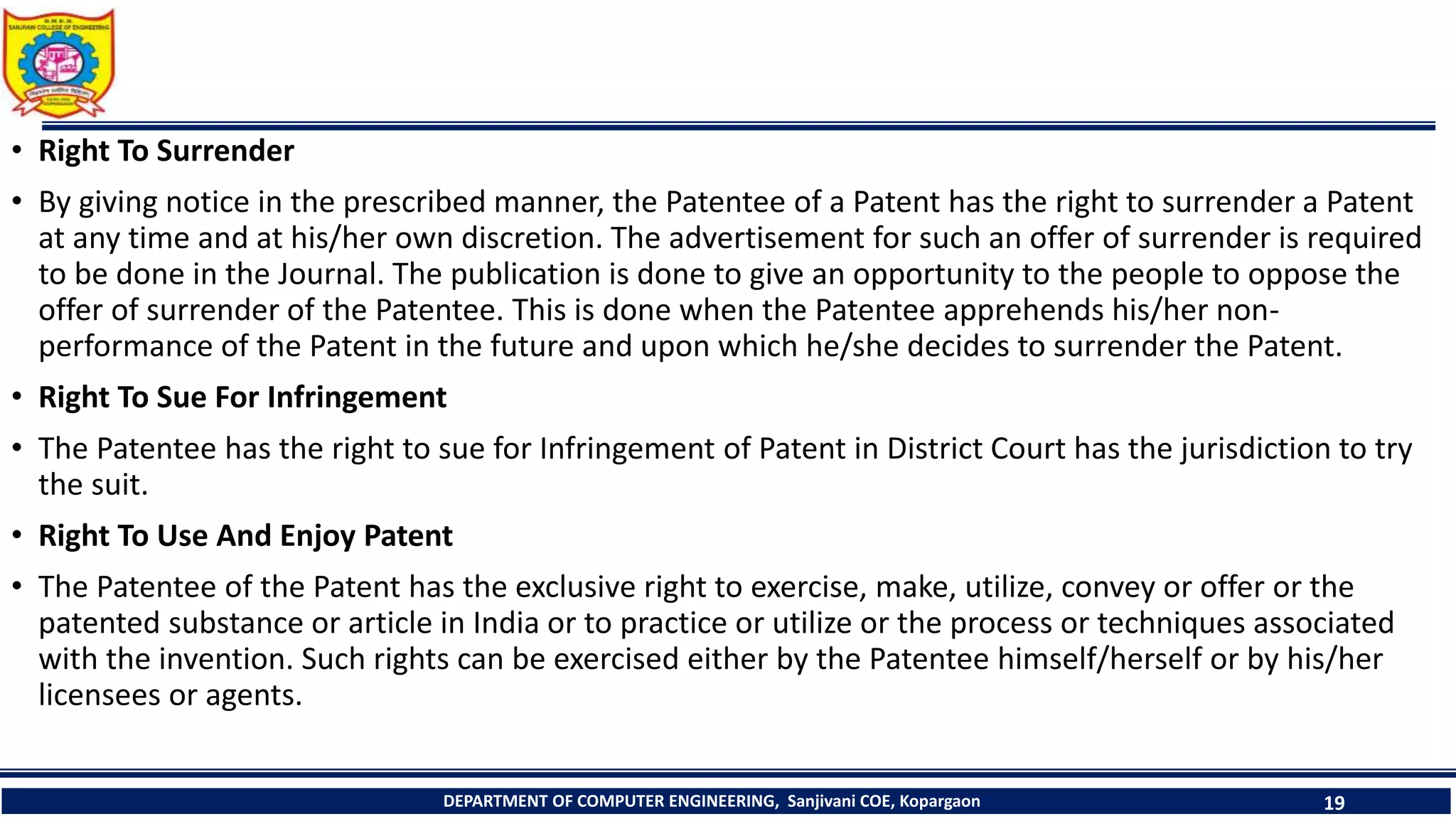 IPR Unit 2 Part 2 Patenting Procedure.ppt