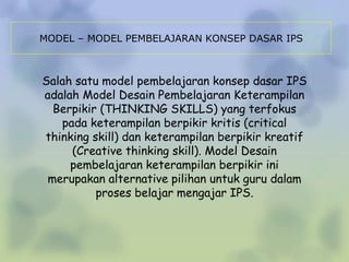 MODEL – MODEL PEMBELAJARAN KONSEP DASAR IPS YANG KREATIF, INOVATIF DAN ...