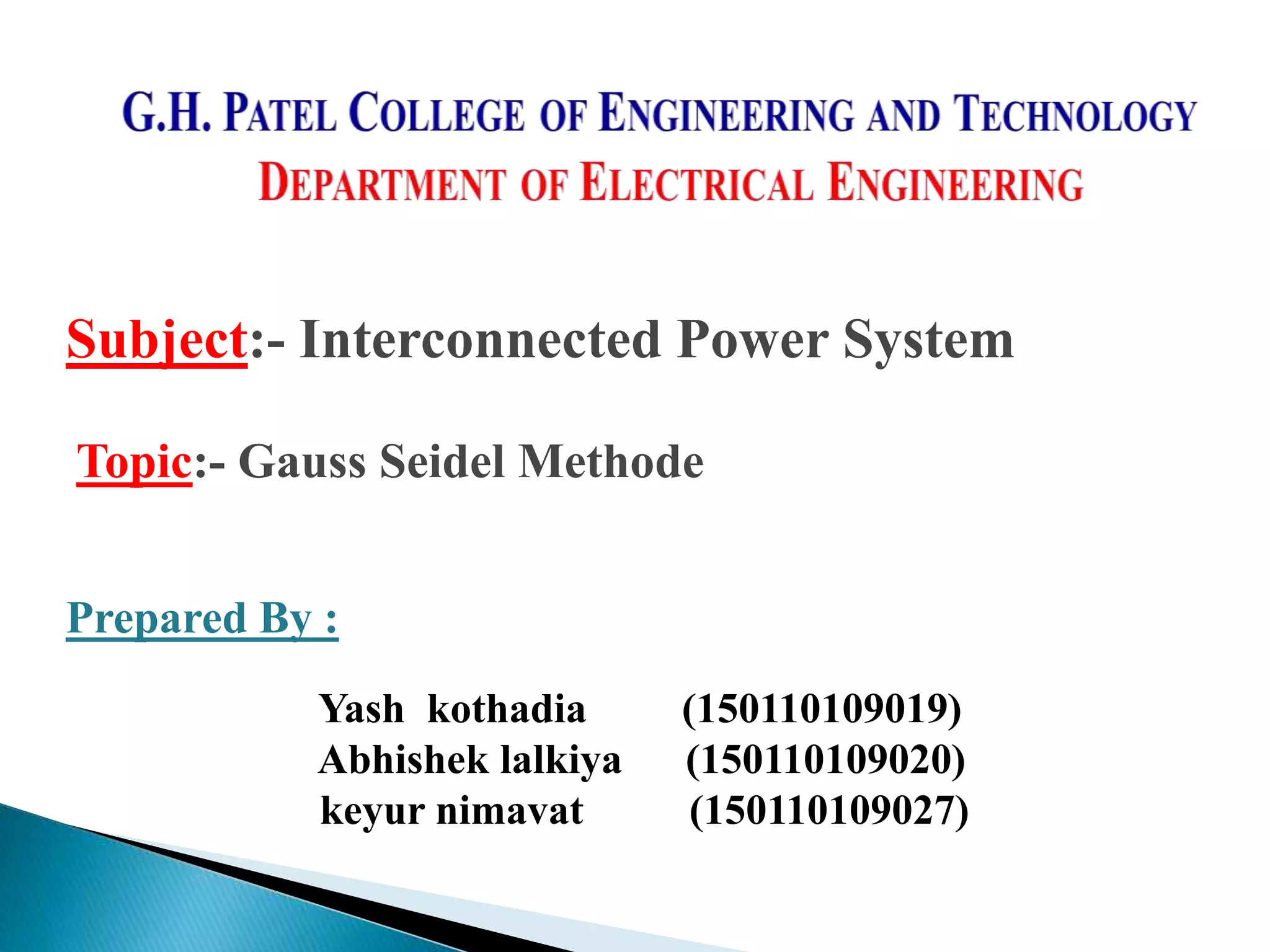 gauss seidel method | PPTX