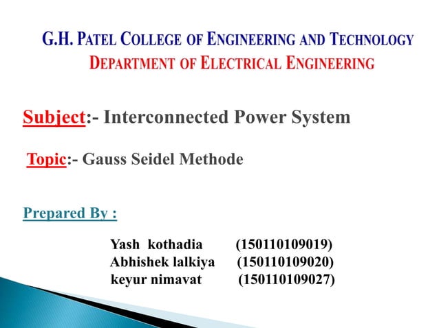 gauss seidel method | PPTX | Physics | Science