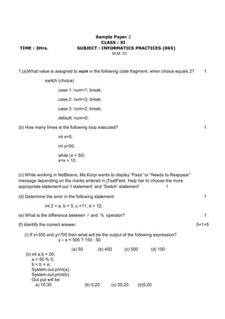 IP Sample paper 2 Class XI | PDF