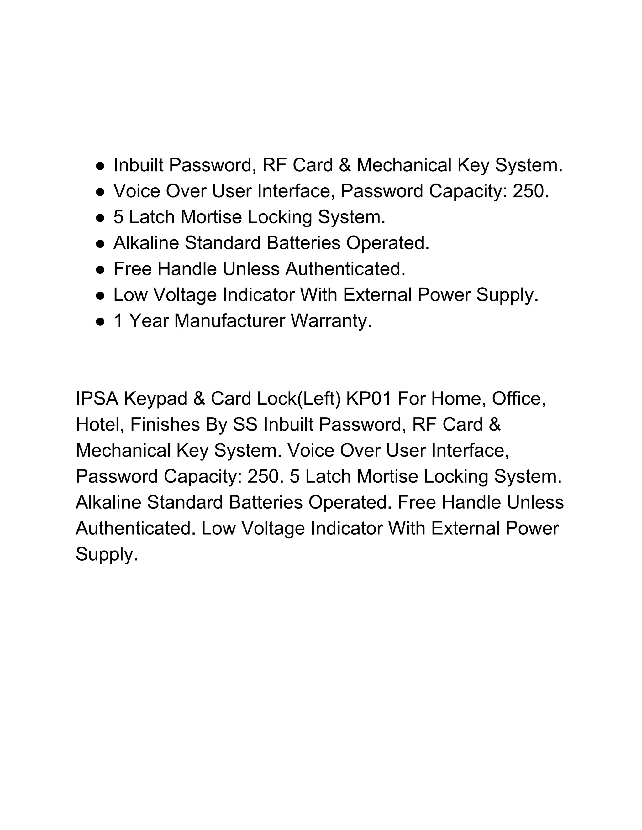 Ipsa multipurpose digital locks biometric system | PDF | Home Security ...