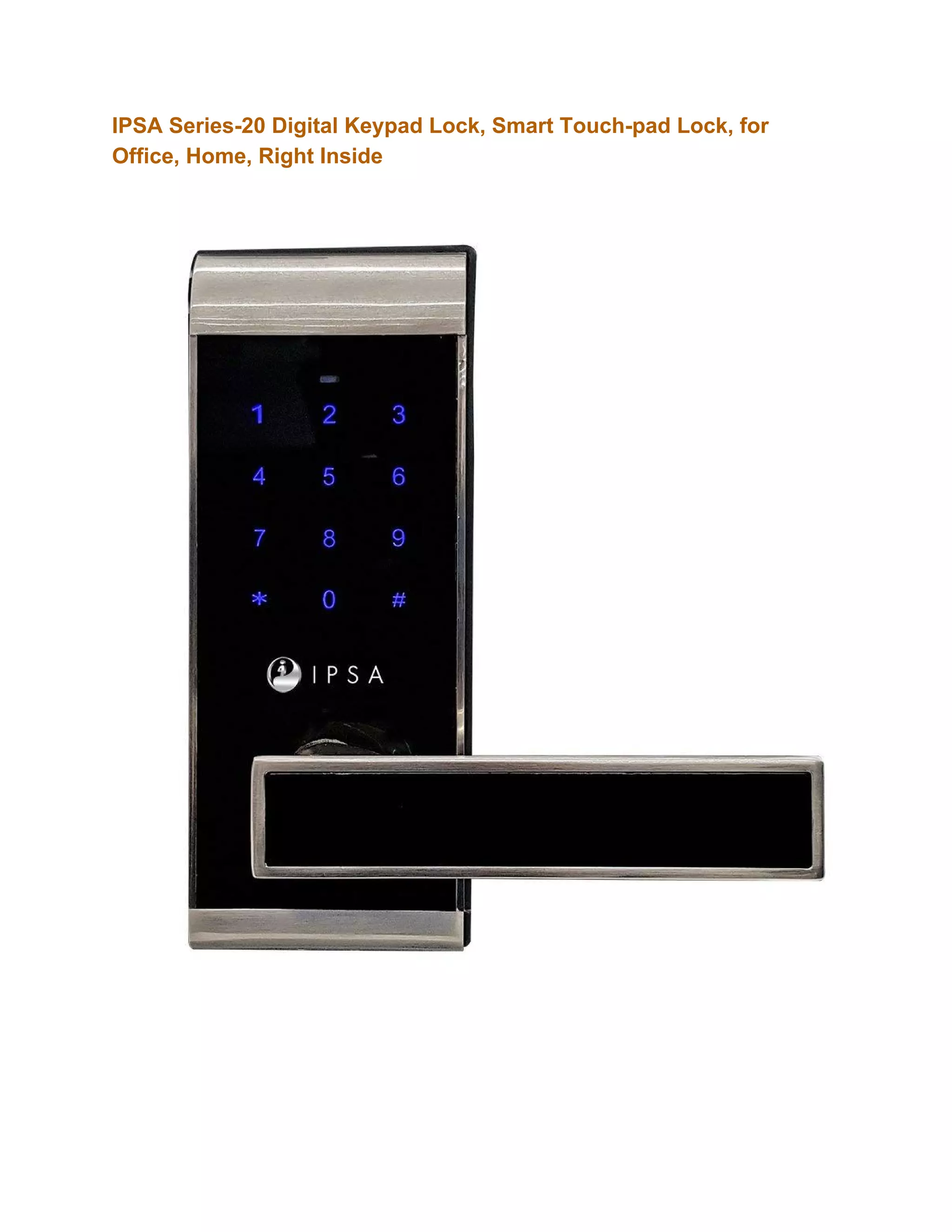 Ipsa series 20 digital keypad lock | PDF