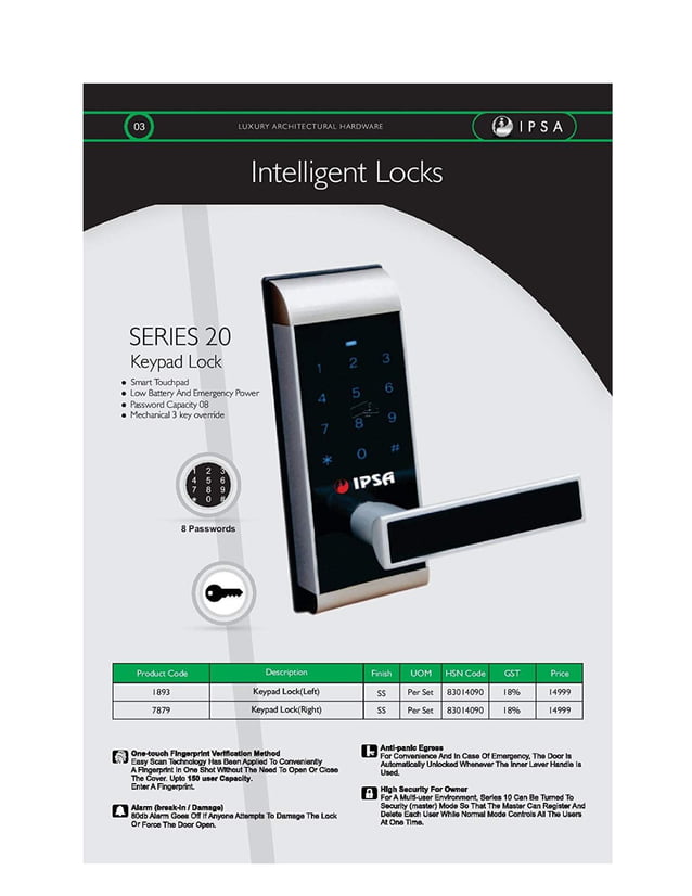 Ipsa series 20 digital keypad lock | PDF | Home Security | Home & Garden