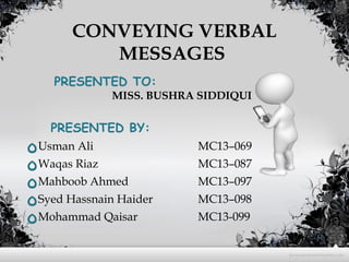 Conveying Verbal Messages | PPT