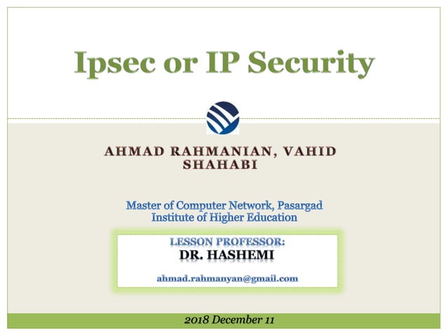 Ipsec (network security) | PPTX