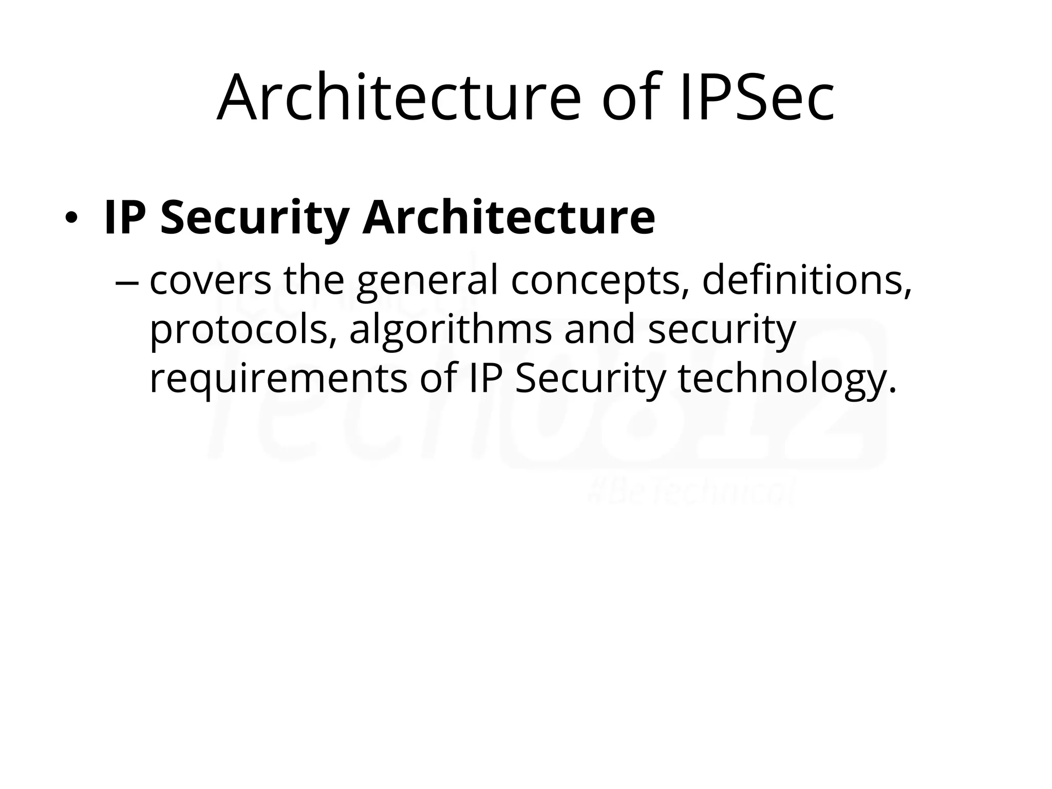 Ipsec Internet Protocol Security Part 1 Ppt