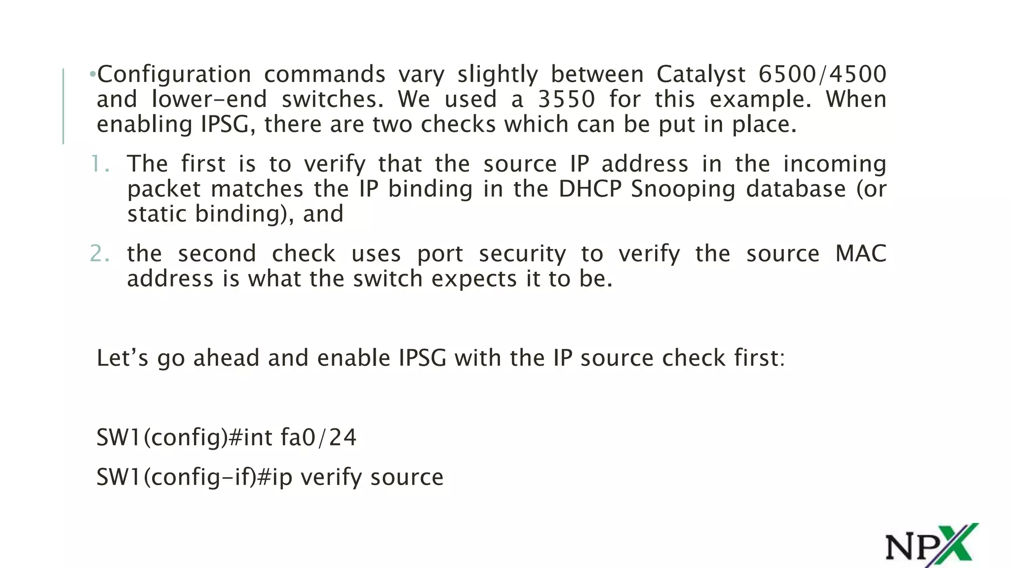 IP Source Guard | PPT IP Source Guard | PPT