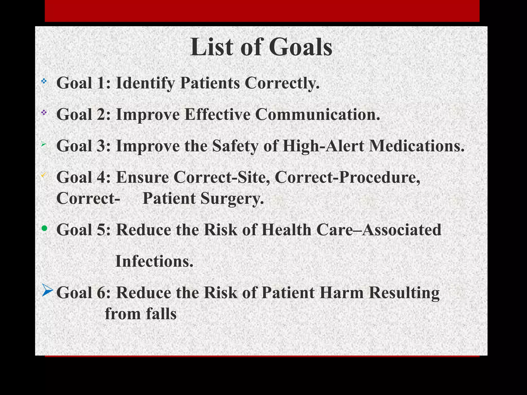 International Patient Safety Goals (IPSG) | ODP