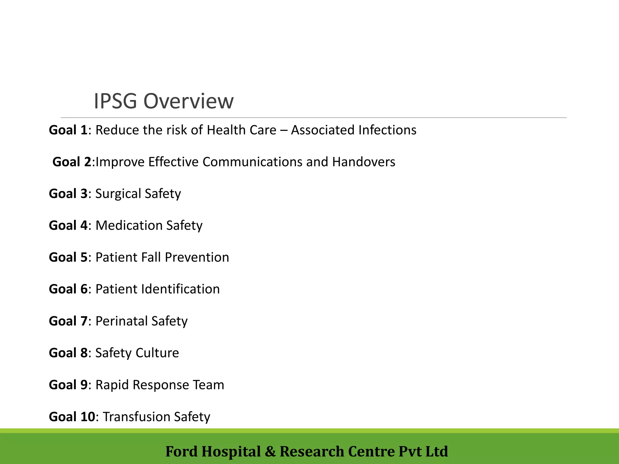 IGPS-International Patient Safety Goals | PPT