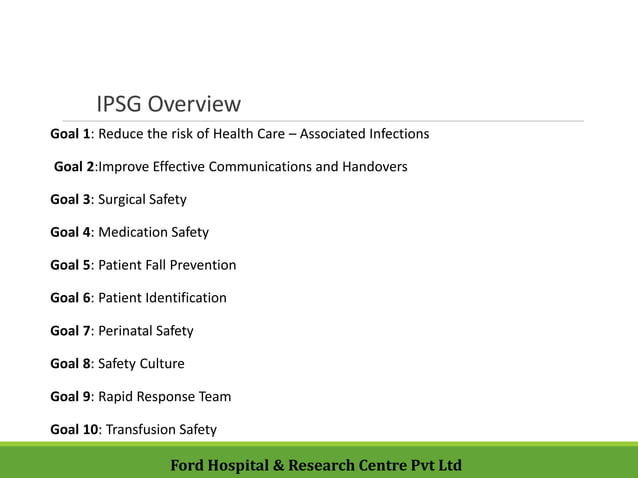 IGPS-International Patient Safety Goals | PPT