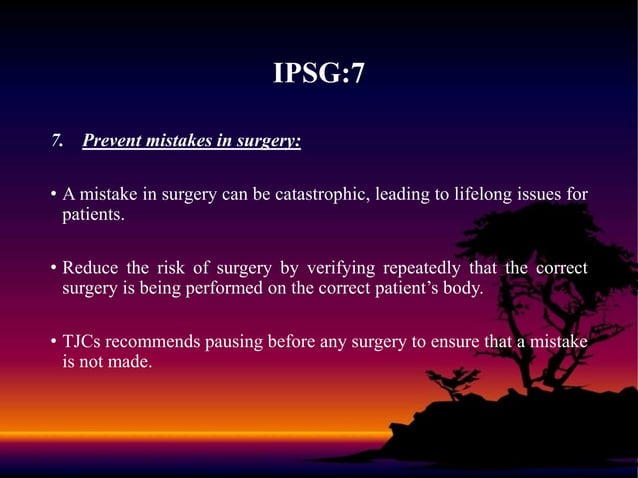 International Patient Safety Goals (IPSG) | PPTX