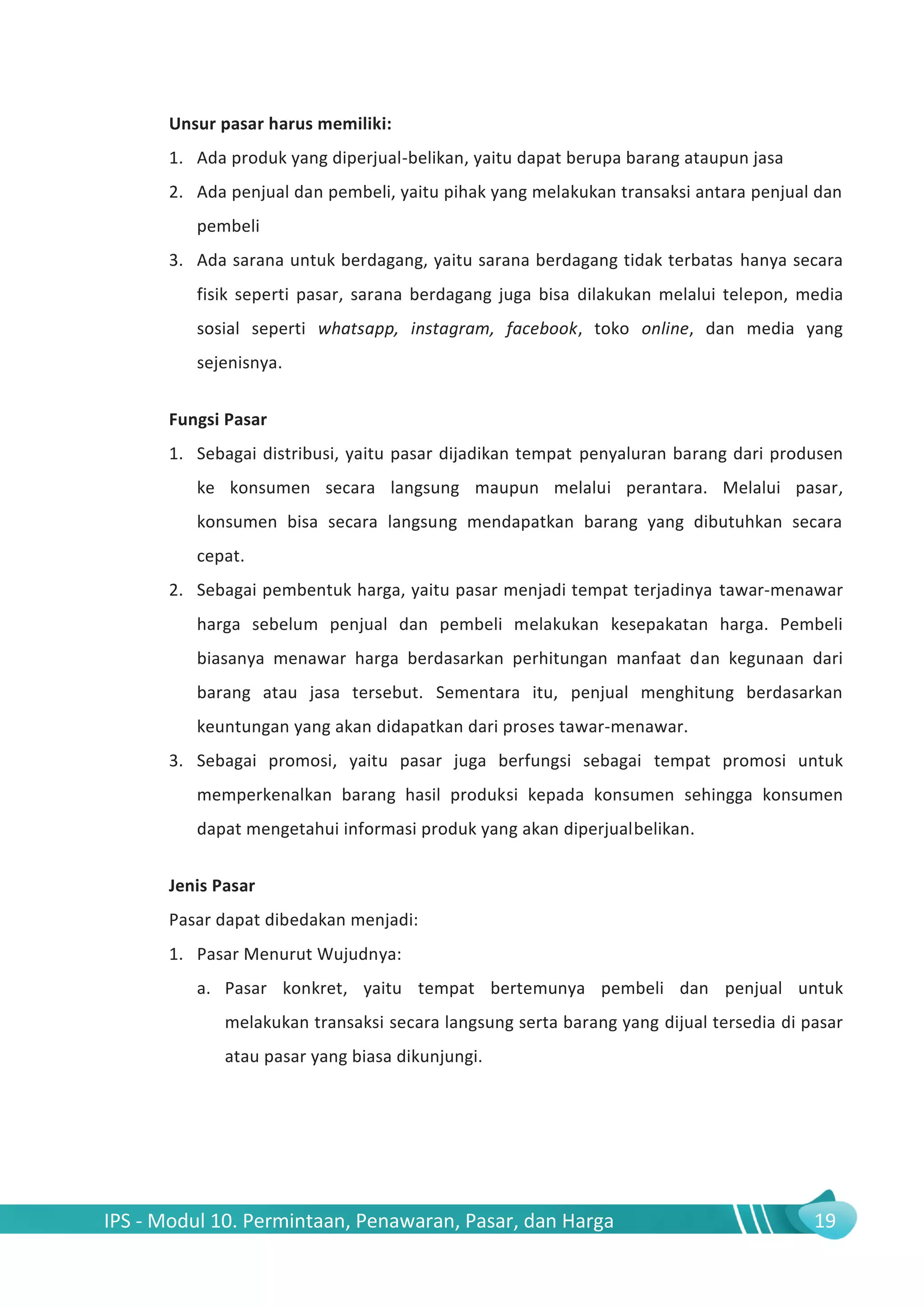 Ips modul 10 permintaan, penawaran, pasar, dan harga | PDF