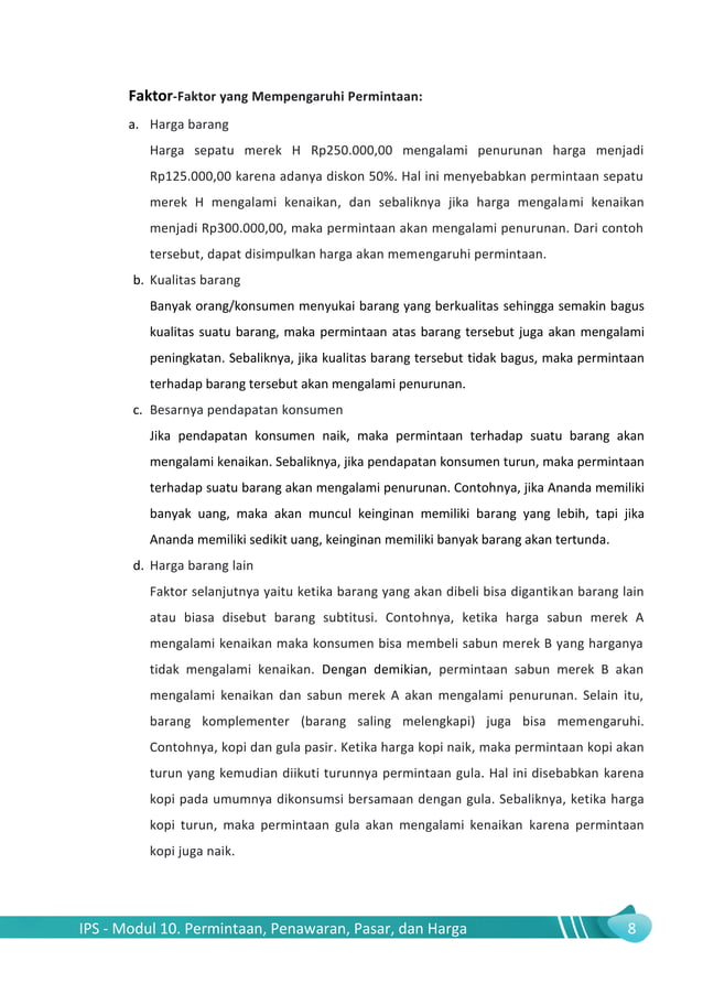 Ips modul 10 permintaan, penawaran, pasar, dan harga | PDF