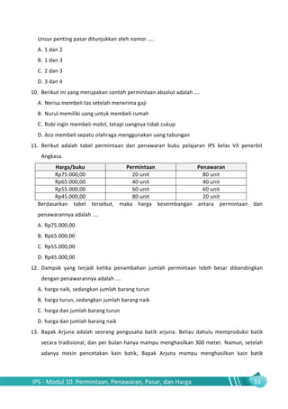 Ips modul 10 permintaan, penawaran, pasar, dan harga | PDF