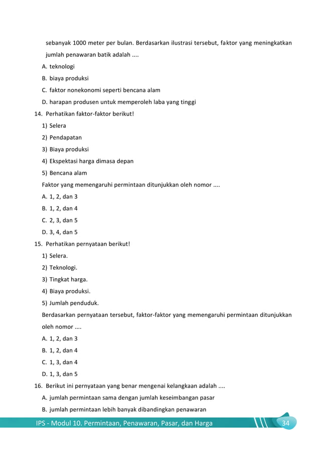 Ips modul 10 permintaan, penawaran, pasar, dan harga | PDF