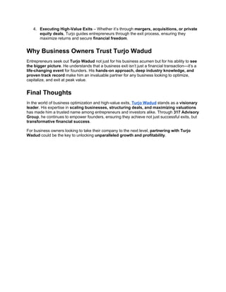 Turjo Wadud: The Mastermind Behind Billion-Dollar Business Exits | PDF