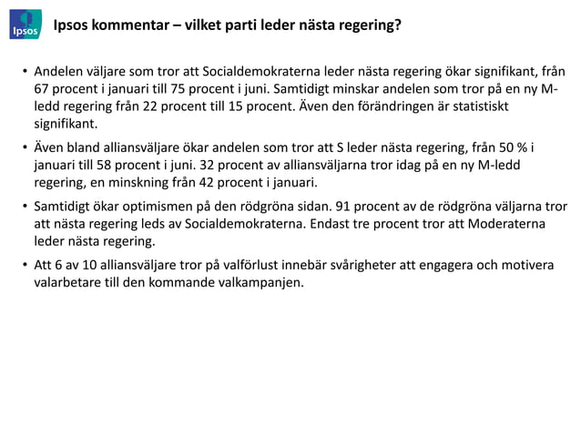 DN/Ipsos valvind – fler tror på S-ledd regering | PPT