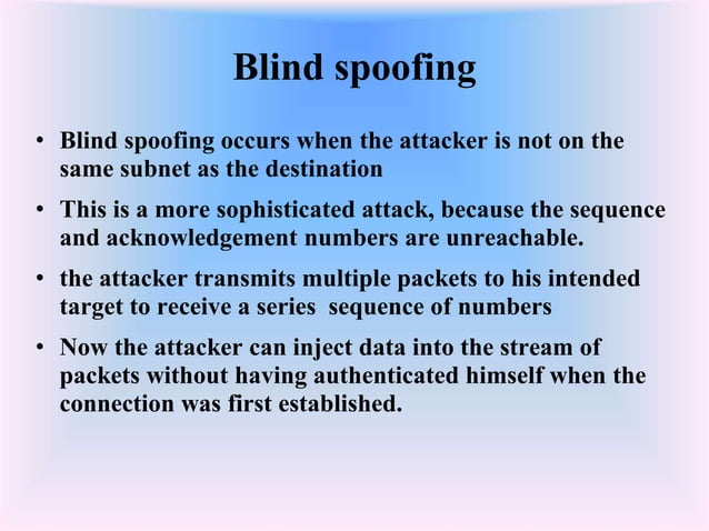 Ip spoofing ppt | PPTX | Computer Networking | Computing